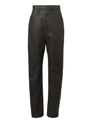 LEMAIRE High-rise Wide-leg Cotton Pants - Brown
