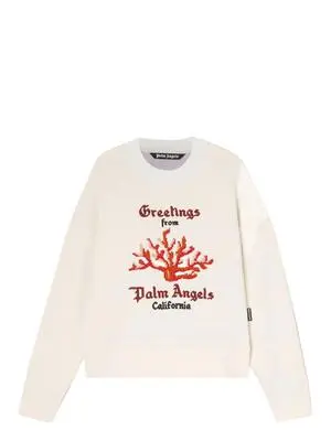Palm Angels Coral Mix Knit Crewneck - White