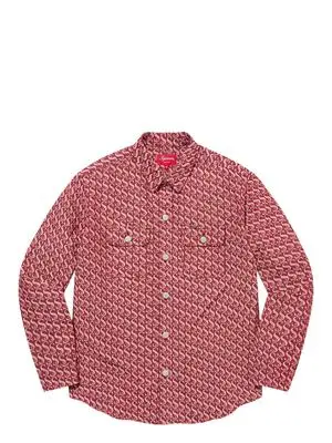 Supreme Monogram Denim Shirt - Red