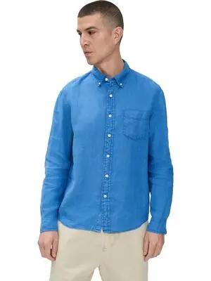 ALEX MILL Mill Shirt In Linen - Pool Blue