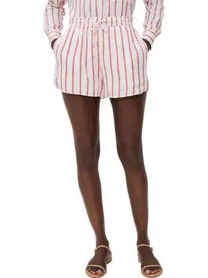 Z Supply Striped Linen Blend Shorts - Cabana Red