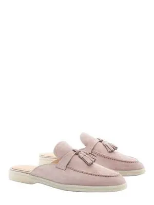 SCAROSSO Lucrezia Tassel Mules - Pink - Suede