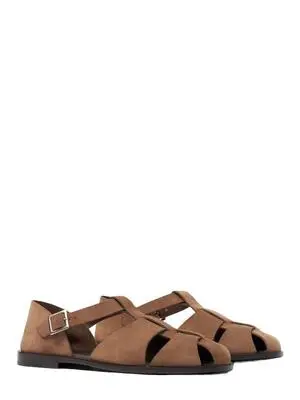 SCAROSSO Apollo Leather Sandals - Taupe - Suede