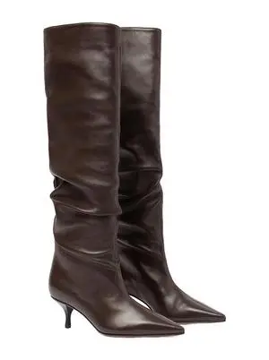 SCAROSSO Barbara Leather Boots - Dark Brown - Calf
