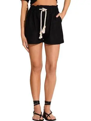 VITAMIN A® Linen Cover-up Shorts - Black