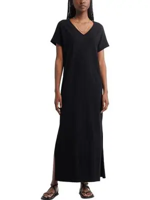 Treasure & Bond Treasure & Bond Cotton V-Neck Maxi Dress Black