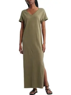 Treasure & Bond Treasure & Bond Cotton V-Neck Maxi Dress Olive Kalamata