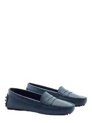 SCAROSSO Ashley Penny Driving Loafers Blue - Calf