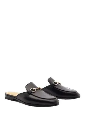 SCAROSSO Serena Mules With Horsebit - Black - Calf