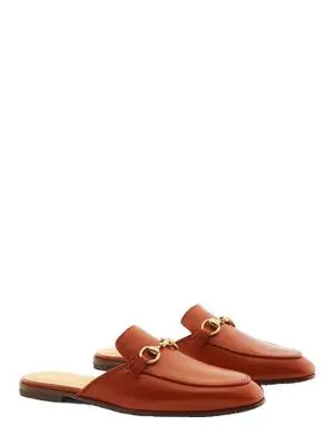 SCAROSSO Serena Mules With Horsebit - Cognac - Calf