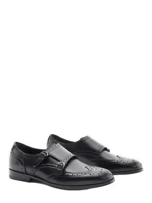 SCAROSSO Kate Monk Strap Shoes - Black - Calf