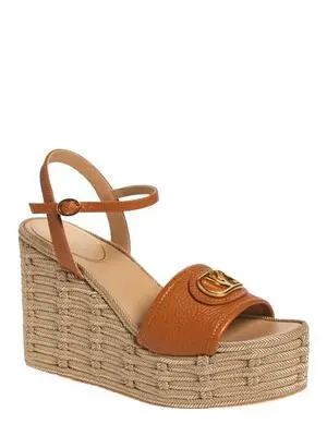 Valentino Garavani Vlogo Espadrille Wedge Sandal - Kel Almond Beige