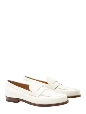 SCAROSSO Penny Loafers - White - Calf