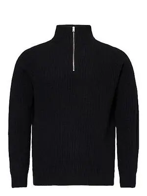 John Smedley High-neck Half-zip Cashmere-wool Pullover - Black