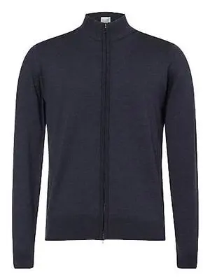 John Smedley Claygate Mock-Turtleneck Wool Jacket Hepburn Smoke