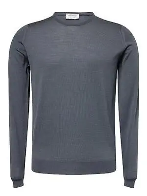 John Smedley Lundy Crewneck Knitted Wool Pullover Slate Grey