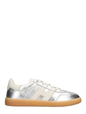 Hogan Metallic-leather Low-top Trainers - Silver Com