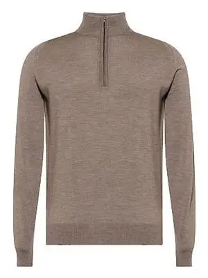 John Smedley Tapton Mock-Turtleneck Wool Jumper Mushroom