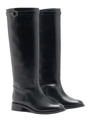 SCAROSSO Lauren Buckled Boots - Black - Calf