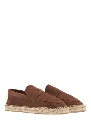 SCAROSSO Diego Suede Penny Loafer Espadrilles Chestnut - Suede