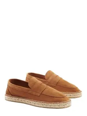 SCAROSSO Diego Suede Penny Loafer Espadrilles Tobacco - Suede