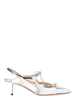 SCAROSSO Blazing Slingback Pumps - Silver - Laminated Calf