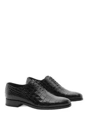 SCAROSSO Ignazio Oxfords - Black - Croco-printed Calf