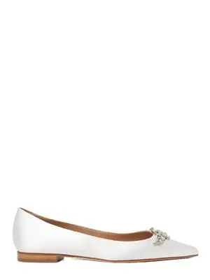 SCAROSSO Iris Ballerinas White Rhinestone - Silk