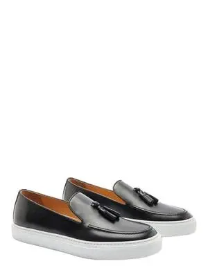 SCAROSSO Amedeo Leather Slip-on Sneakers - Black - Calf