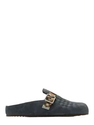 Burberry Burberry Suede Check Urchin Clogs Wave Blue