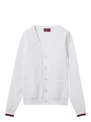 Gucci Cotton Piquet Knit Cardigan - White