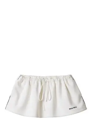 Miu Miu Bonded Piqué And Technical Jersey Miniskirt - White
