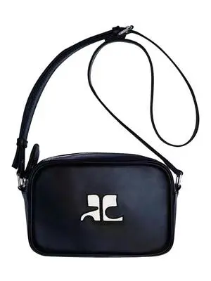 COURREGES Logo Leather Camera Bag - Blue