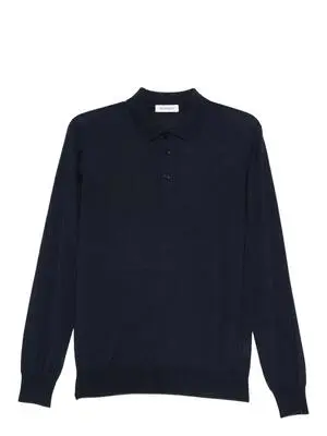 KANGRA Wool Polo-collar Sweater - Blue
