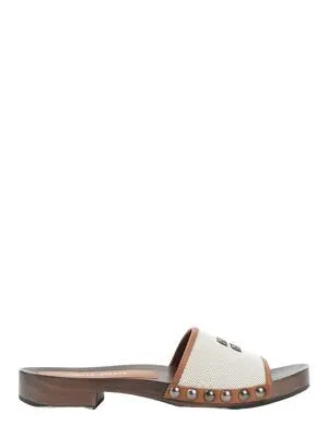 Miu Miu Canvas And Leather Clogs - Brown