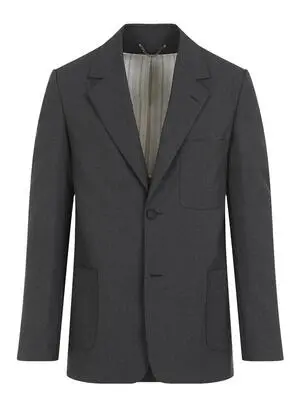 GOLDEN GOOSE DELUXE BRAND Anthracite Melange Grey Virgin Wool Deconstructed Jacket