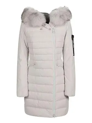 Peuterey Seriola Parka Coat With Fur Hood - White