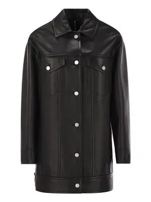 Max Mara Girino Nappa Leather Over Jacket - Black