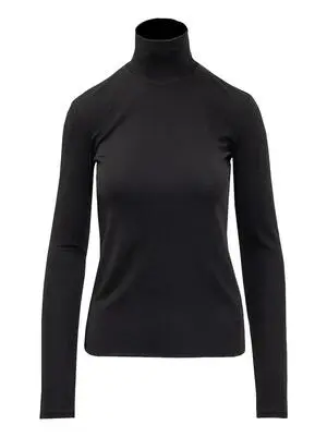 JIL SANDER Long-sleeved Viscose Blend Top - Black