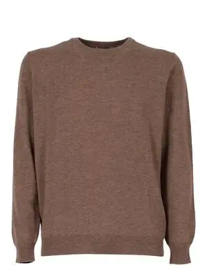 KANGRA Crew Neck Wool Sweater - Brown