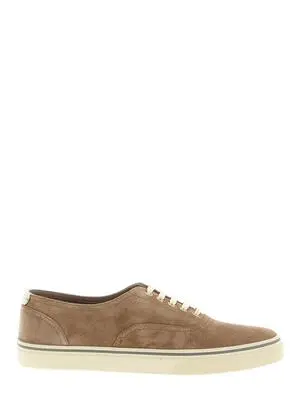 Brunello Cucinelli Suede Low Top Sneakers Beige