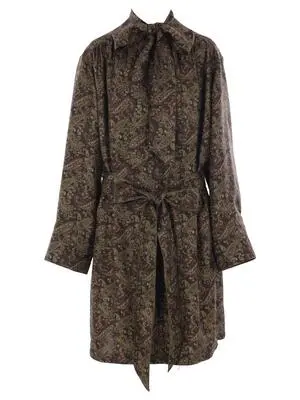Saint Laurent Paisley Print Midi Dress - Khaki+bordeaux
