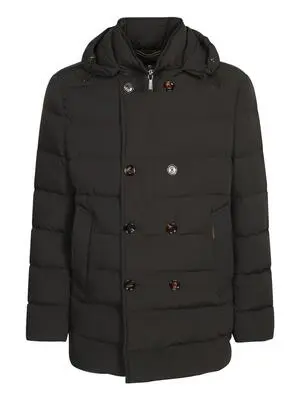 MOORER Three-quarter Padded Coat - Brown