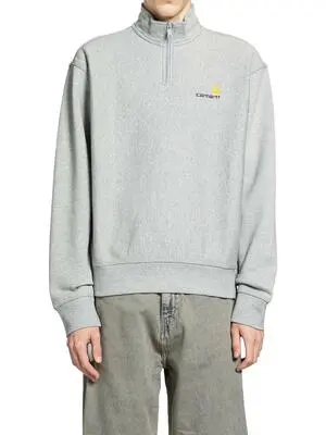 Carhartt Work In Progress Half Zip American Script Sweatshirt - Grey