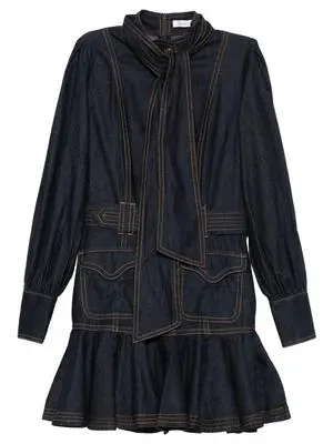 Zimmermann Printed Jacket Dress With Belted Waist Blue