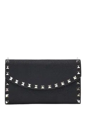 Valentino Garavani Grained Leather Wallet With Removable Chain - Black