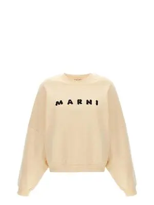 Marni Logo Print Cotton Sweatshirt - White