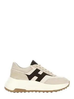 Hogan Suede And Nappa Leather Sneakers - Beige