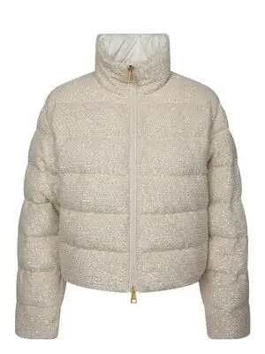 Moncler Jacket With Shimmering Finish White