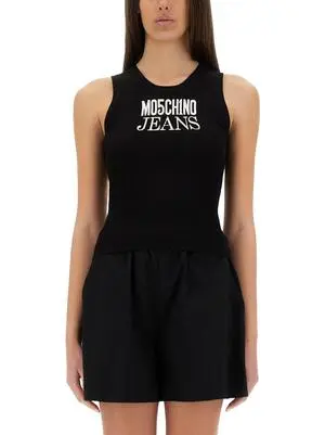 MOSCHINO JEANS Slim Fit Top With Logo - Black